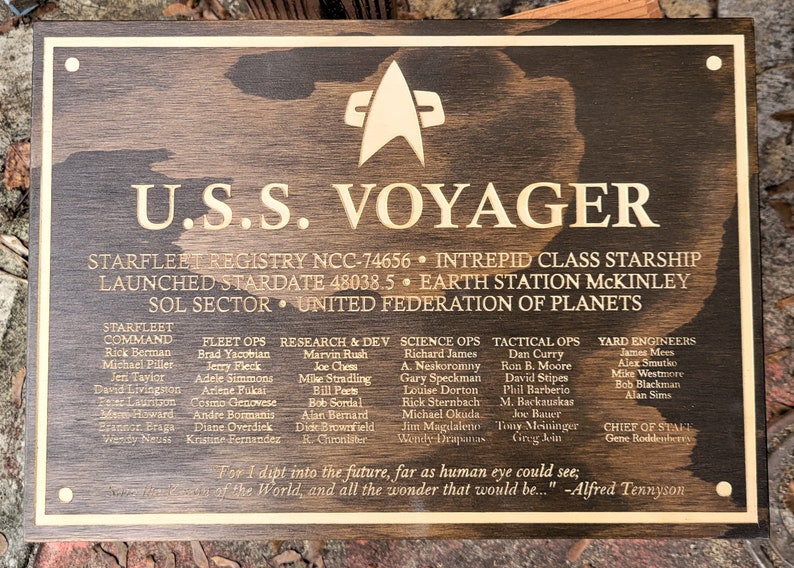 Star Trek USS Voyager Dedication Plaque Reimagined Wood 16x12 - Etsy