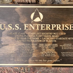 Star Trek USS Enterprise D Dedication Plaque Reimagined Wood 16x12 - Etsy