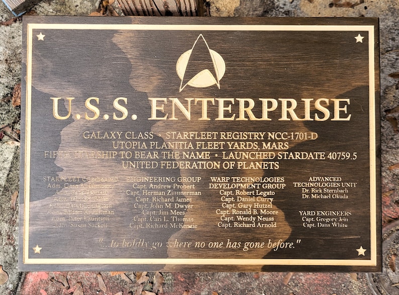 Star Trek USS Enterprise D Dedication Plaque Reimagined Wood 16x12 - Etsy