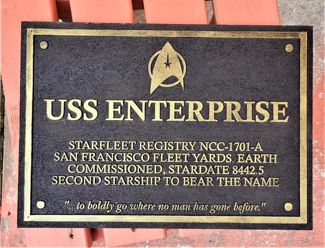 Star Trek USS Enterprise Dedication Plaque Replica MDF 16x12 | Etsy