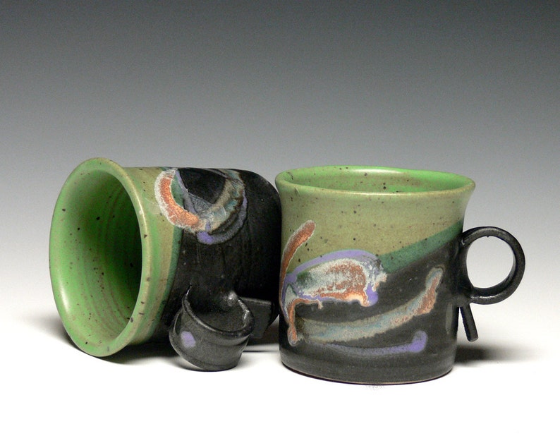 Pair of Stoneware Pottery Mugs, Hand Thrown Mugs. Coffee Mugs, Ceramic ...