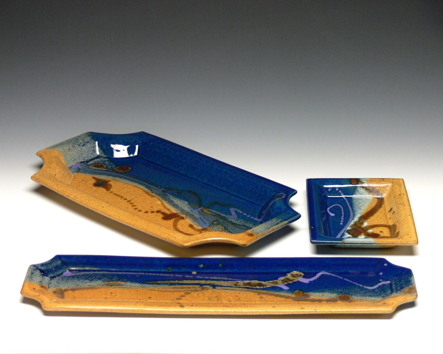 Pottery Serving Trays Set of 3 Tray Set Stoneware Trays - Etsy