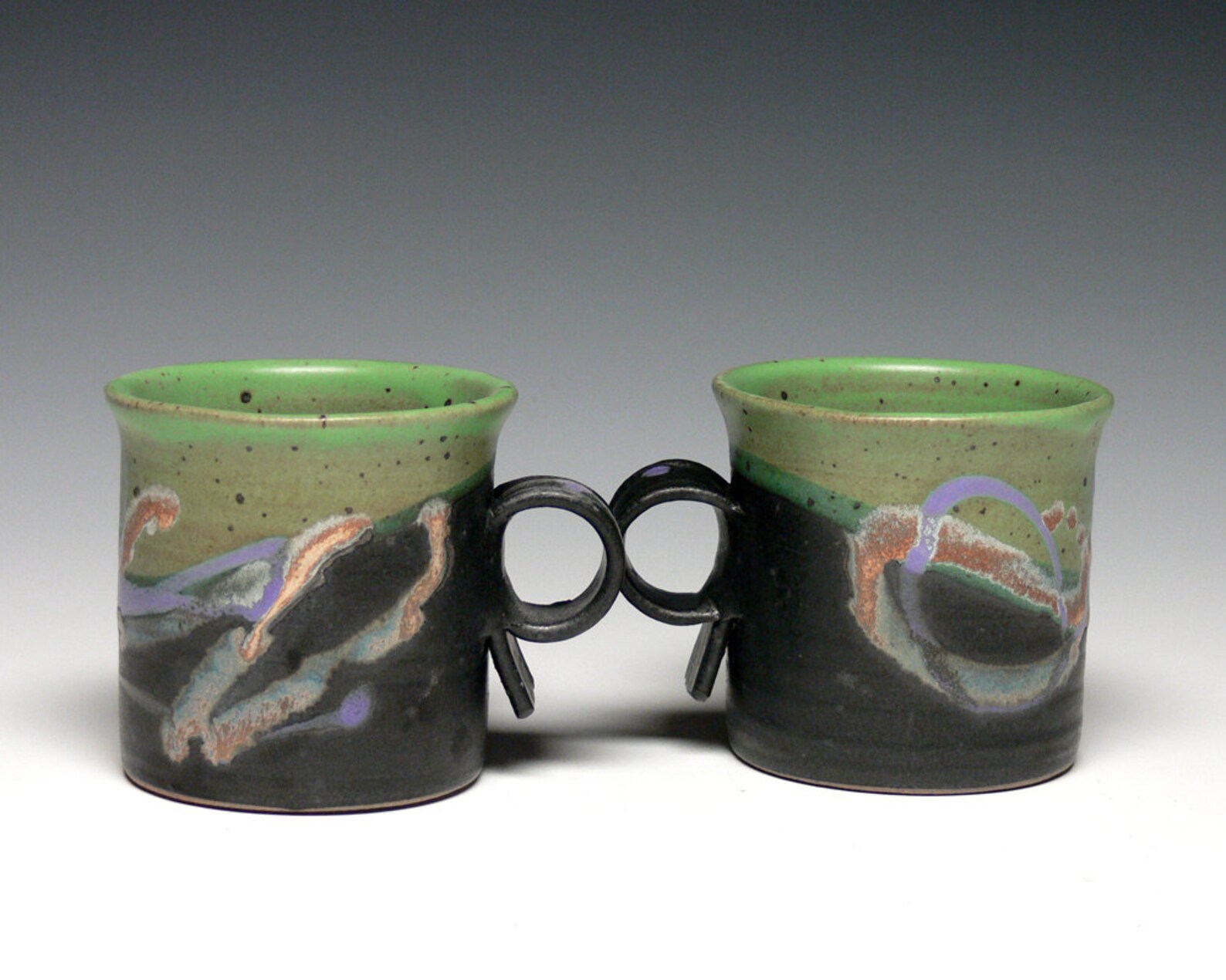 Pair of Stoneware Pottery Mugs, Hand Thrown Mugs. Coffee Mugs, Ceramic ...