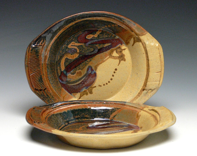 Handmade Pasta Bowls, Pottery Au Gratin Dishes - Set of 2, Stoneware ...
