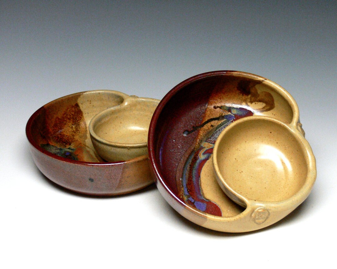 Pair of Personal Chip Dips, Stoneware Chip Dip, Pottery Chip and Dip ...