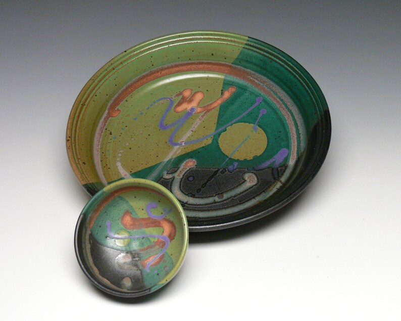 Large Chip Dip Set, Hand Thrown Chip and Dip Set, Pottery Chip Dip ...