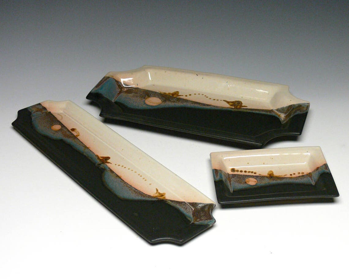 Pottery Serving Trays Set of 3 Tray Set Stoneware Trays - Etsy