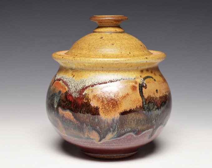 Covered Jar Stoneware Storage Jar Pottery Jar Kitchen - Etsy