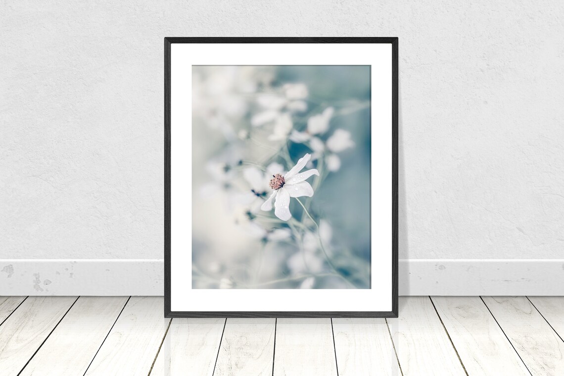 Daisy Print, Floral Print, Floral Wall Art, Blue Wall Art, Blue Print ...