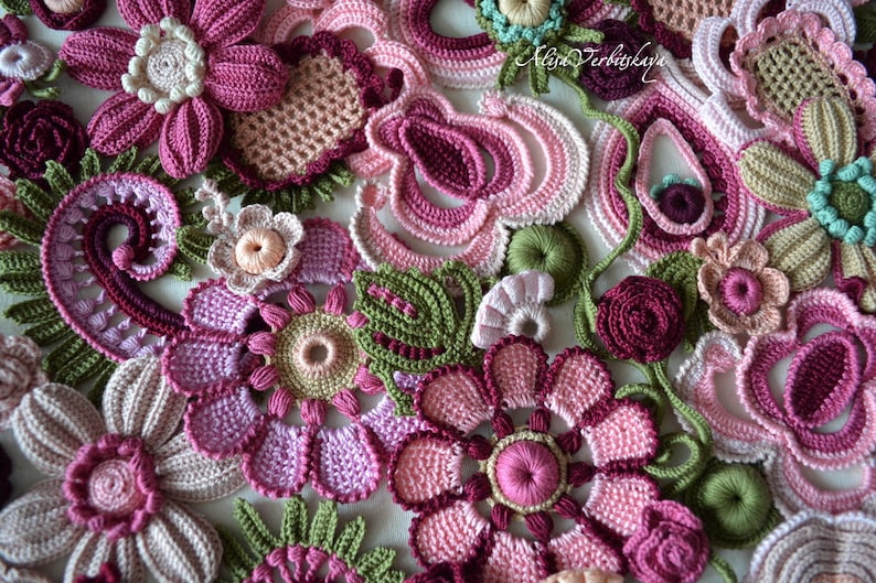 Flower Applique Irish Crochet Set Light Pink Flower 60pcs Etsy