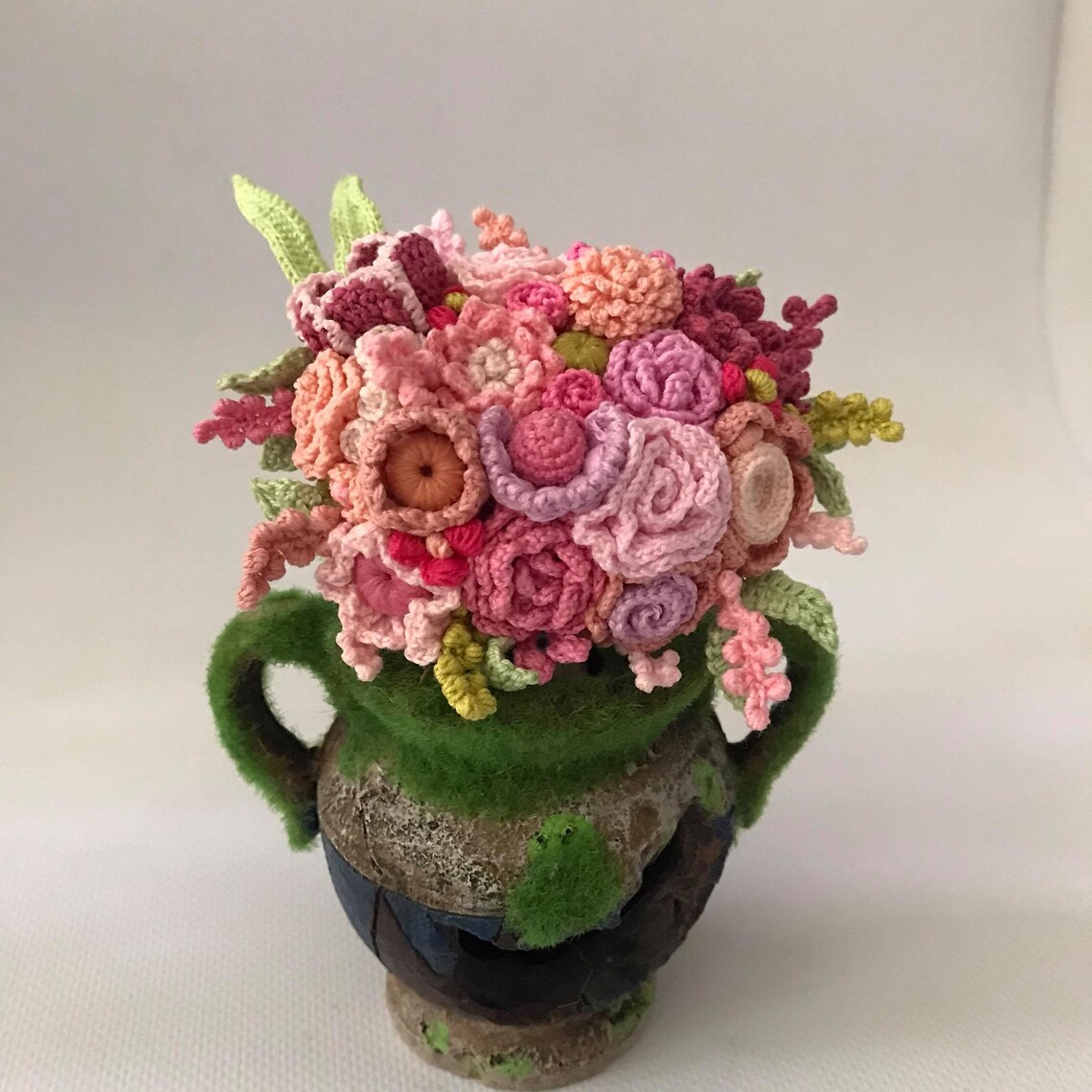Pin Floral Pink Brooch Crochet Bouquet | Etsy