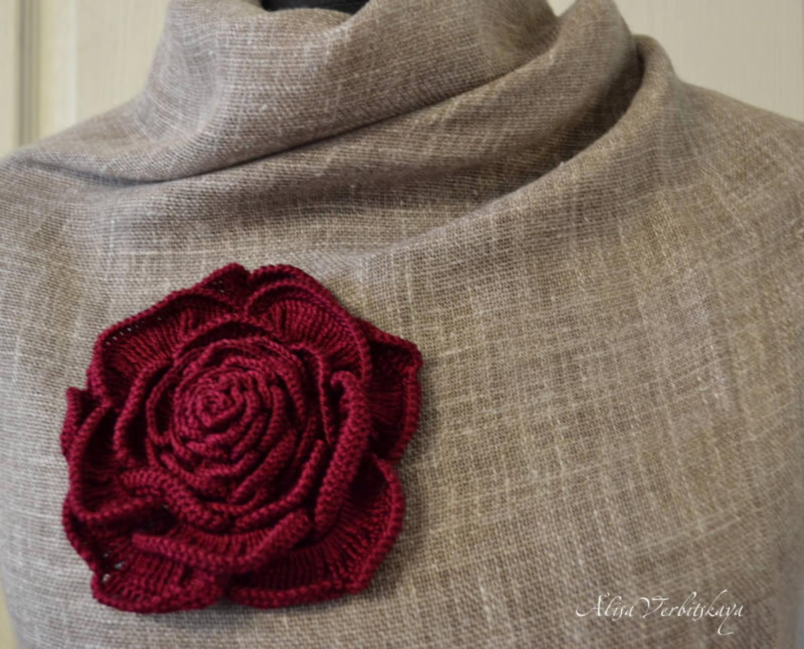 Red Rose Flower Brooch Crochet Accessories Fashion Jewelry | Etsy