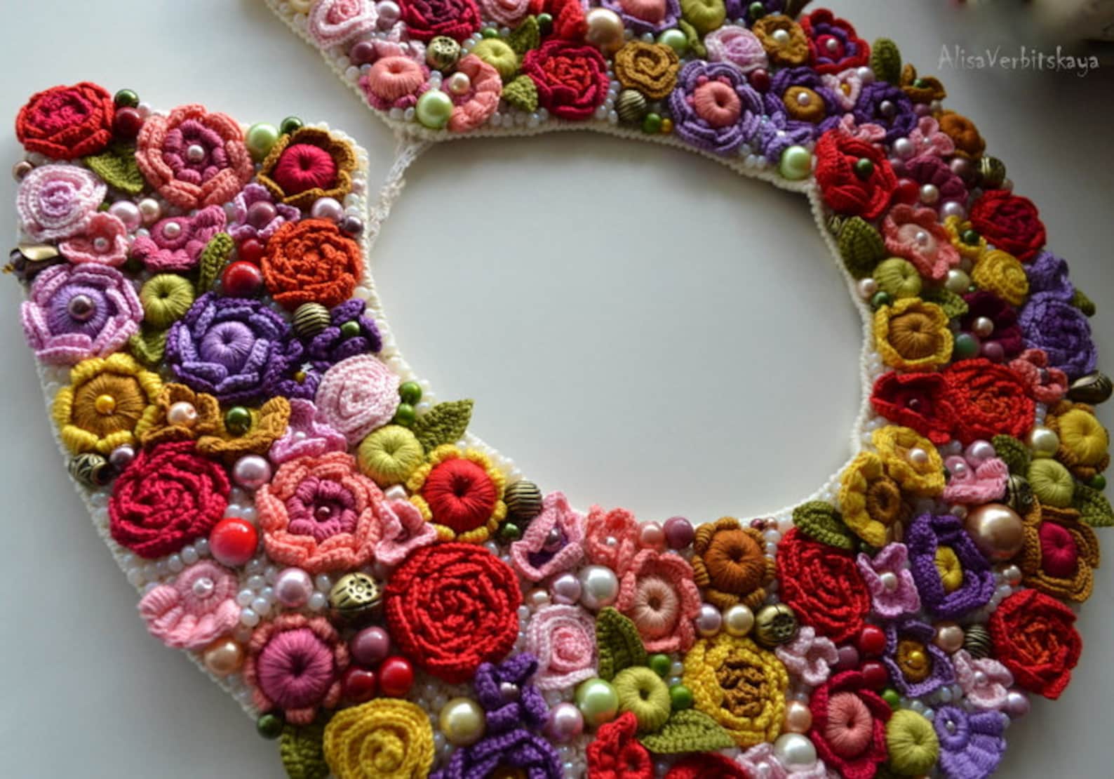 Collar Crochet Flowers Boho Statement Gift Lace Bohemian | Etsy UK