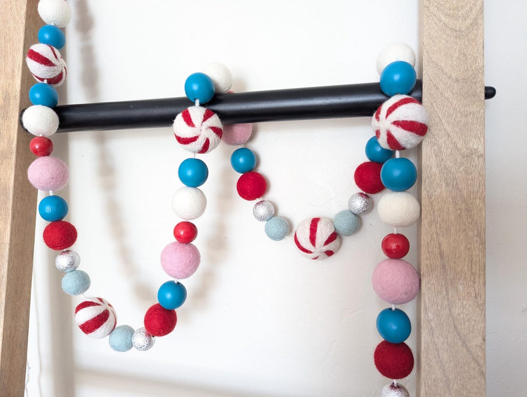 Peppermint & Teal Garland. Candy Garland. Christmas Garland. Christmas ...