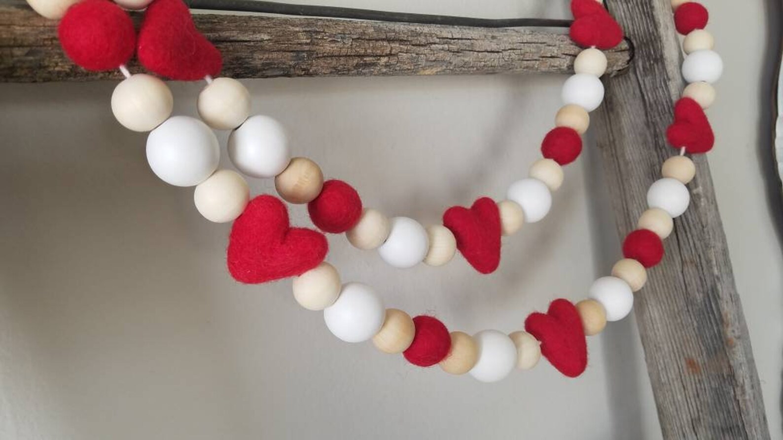 Valentine Garland. Red Heart Garland. Felt Ball Garland. Heart - Etsy