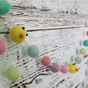 Easter Chicks Garland. Felt Ball Garland Decor, Easter Decor Garland ...