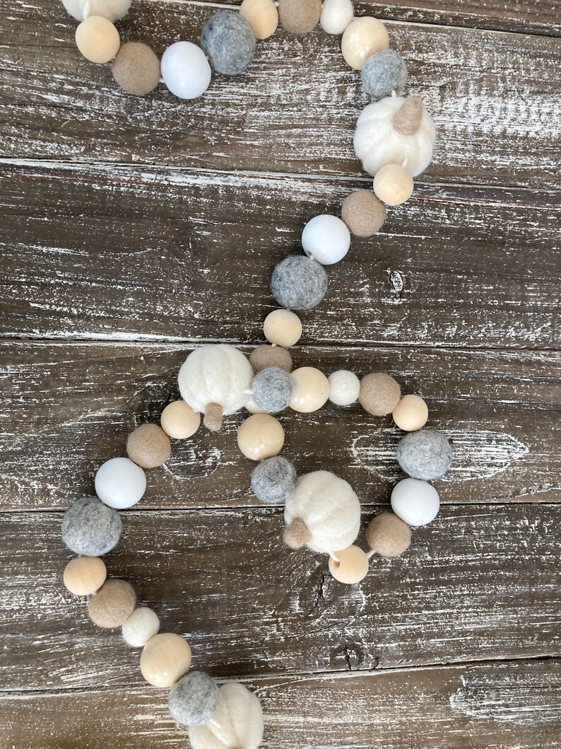 White Pumpkin Garland. Neutral Fall Garland. Fall Neutrals. - Etsy