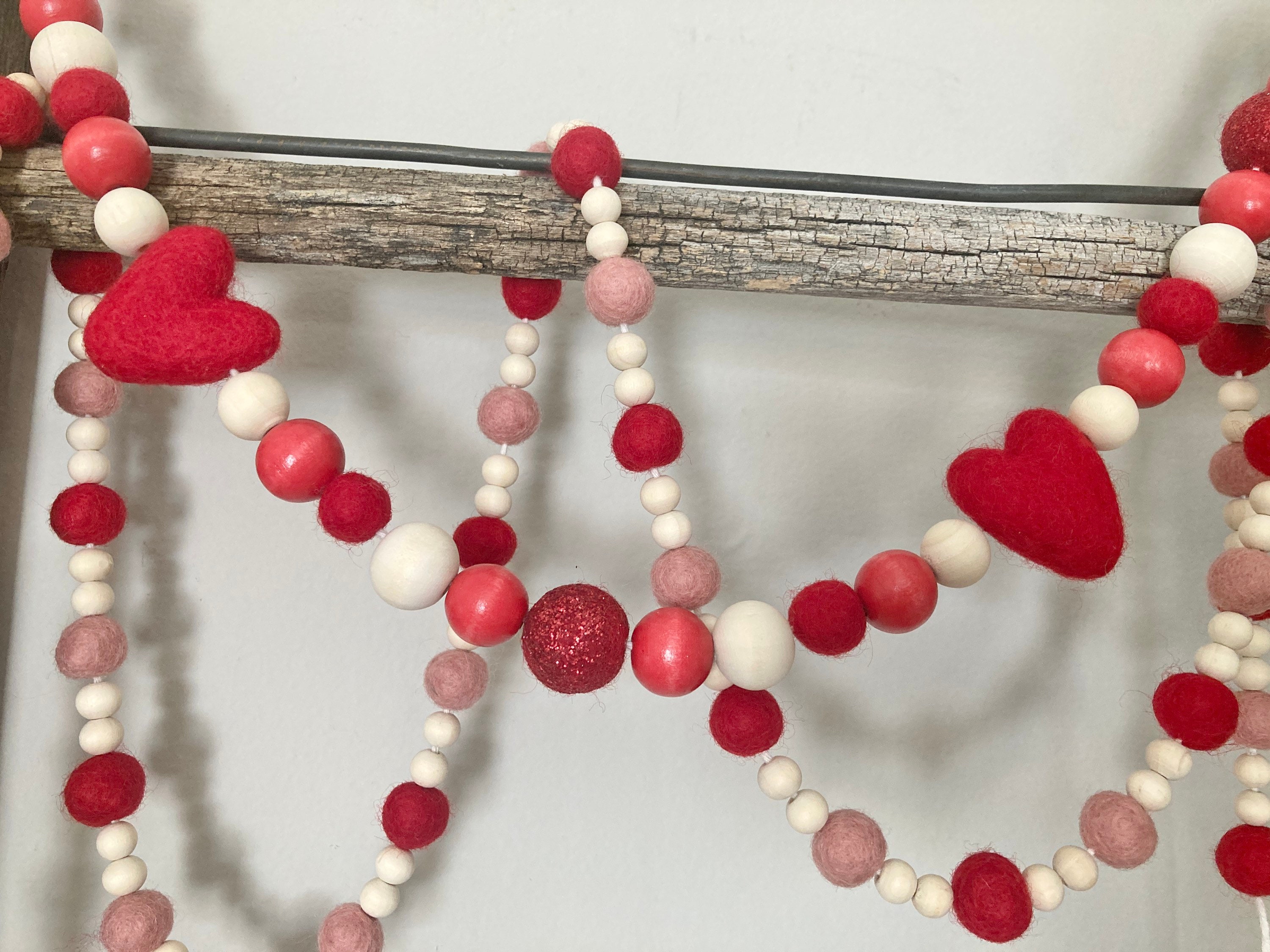 Red Valentine Garland. Red Heart Garland. Felt Ball Garland. - Etsy