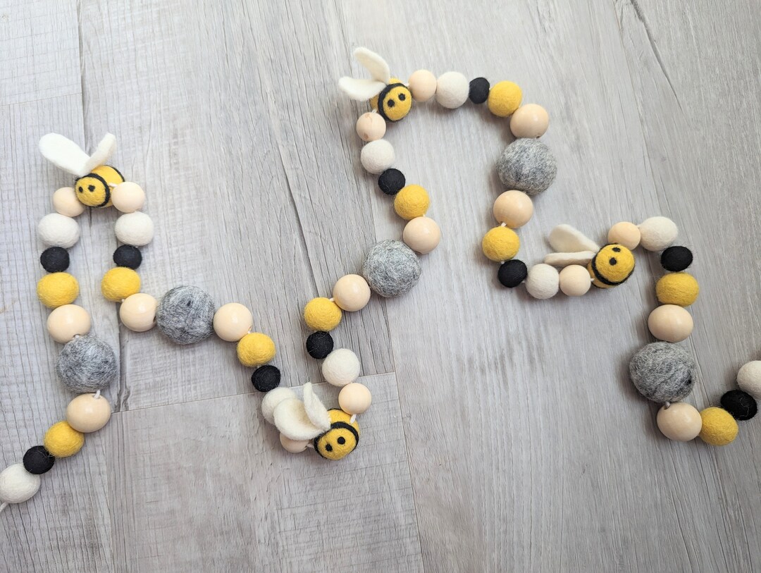 Bee Garland. Bumblebee Garland. Felt Ball Garland. Birthday Banner ...