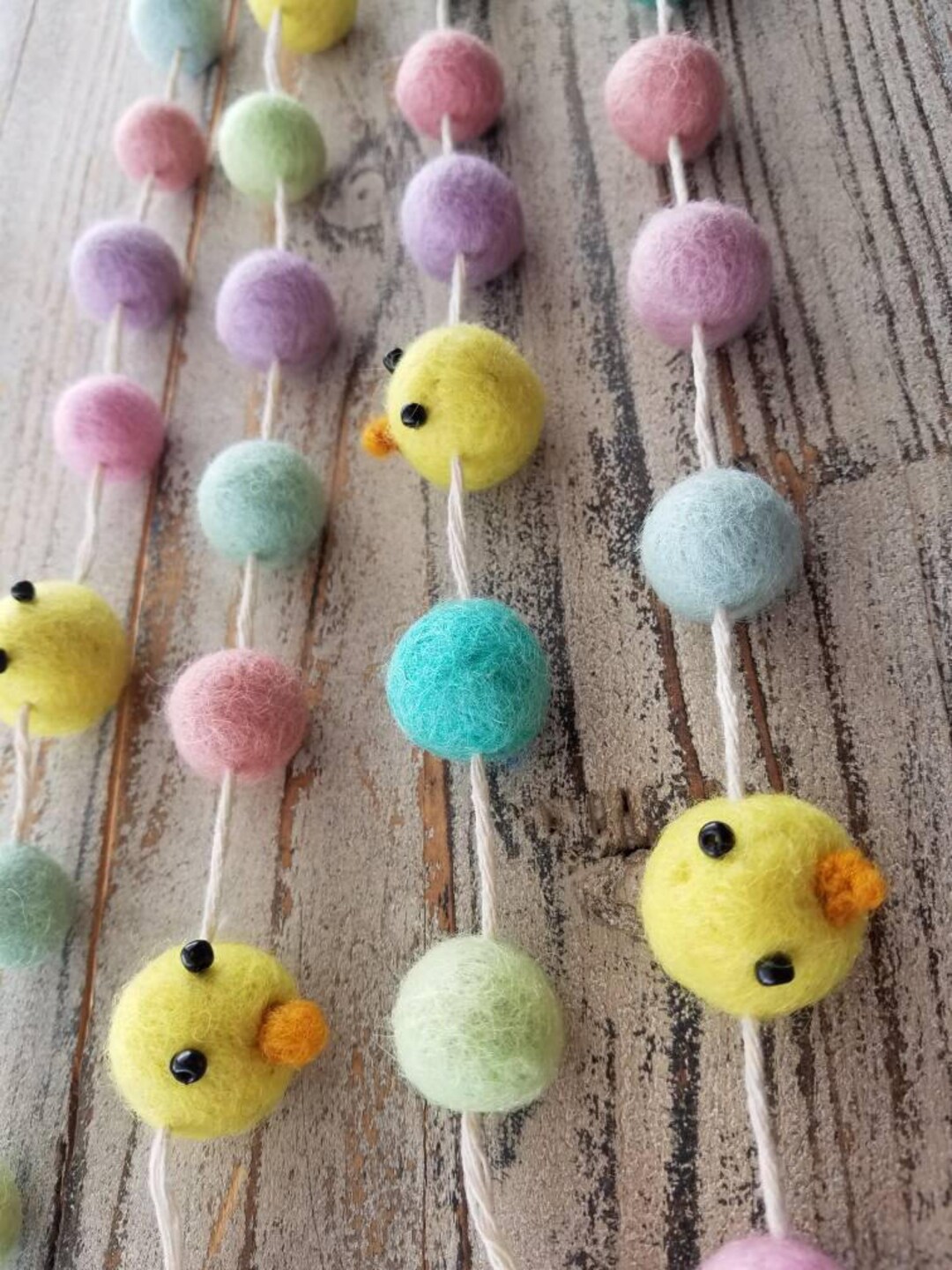 Easter Chicks Garland. Felt Ball Garland Decor, Easter Decor Garland ...