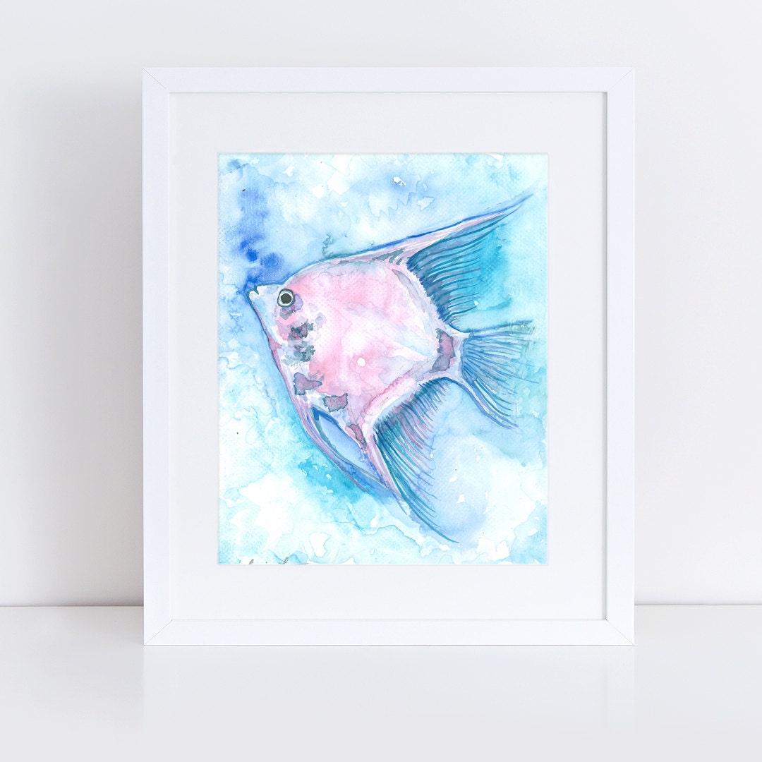 Pink Angel Fish, Watercolor Painting Archival Print. - Etsy