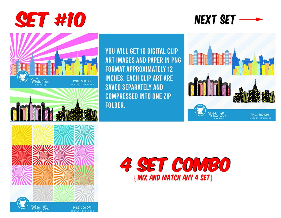 4 Set Combo Super Hero Clipart / Personal and Commercial Use / - Etsy