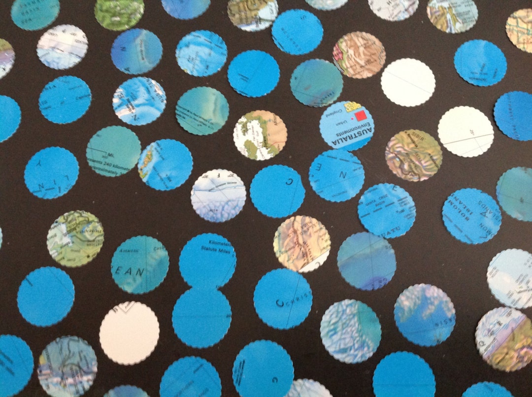 Confetti Globes. Atlas Map Confetti Circles. Circles of Confetti Atlas ...