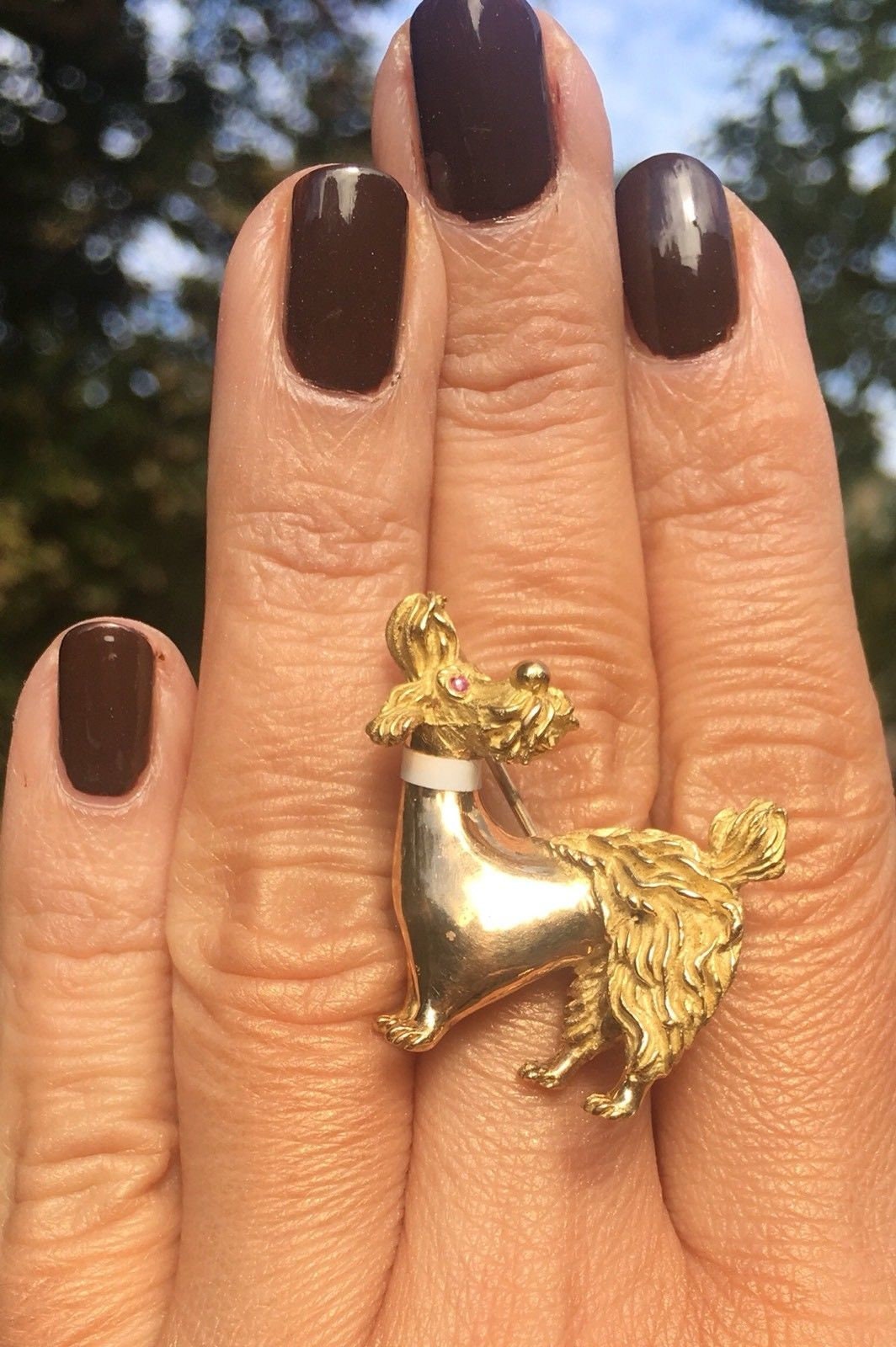 18K Yellow Gold Figural Artful Dog Terrier Puppy Brooch Pin - Etsy