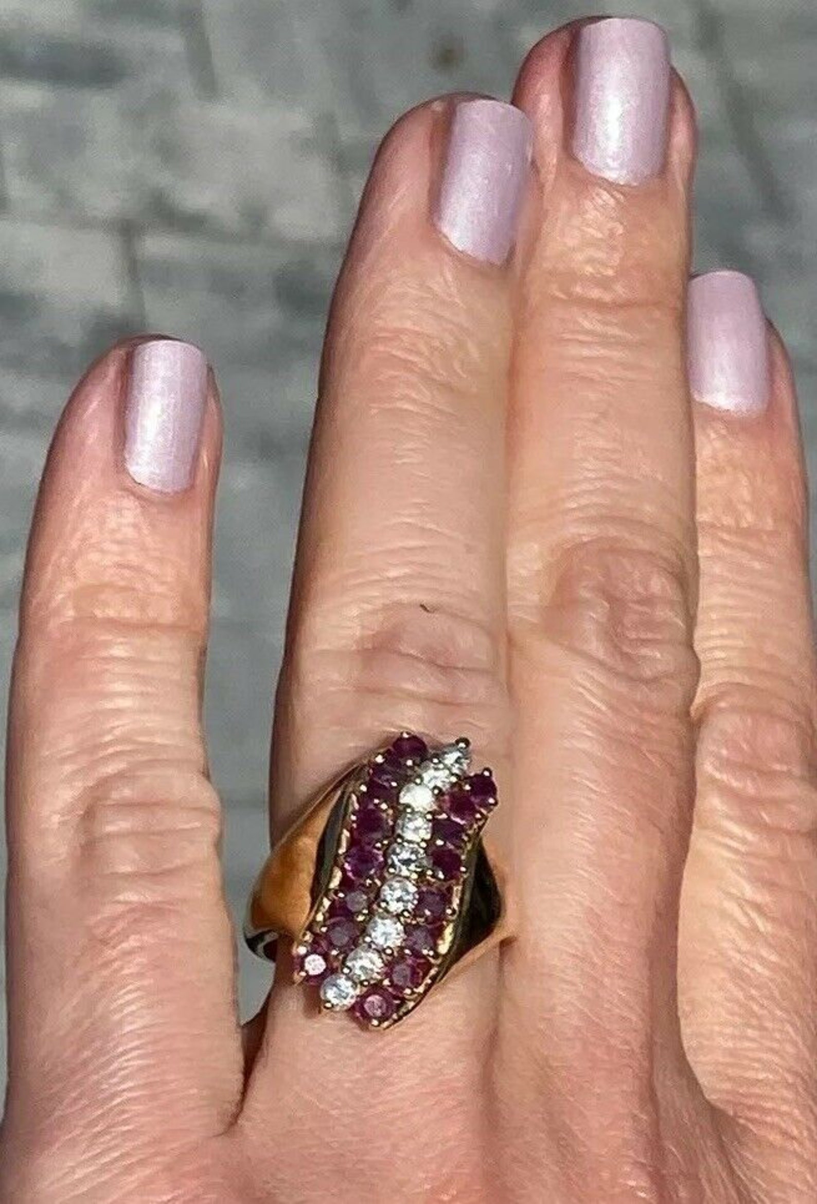 14K Yellow Gold Diamond Ruby Vintage Waterfall Climber Wide - Etsy