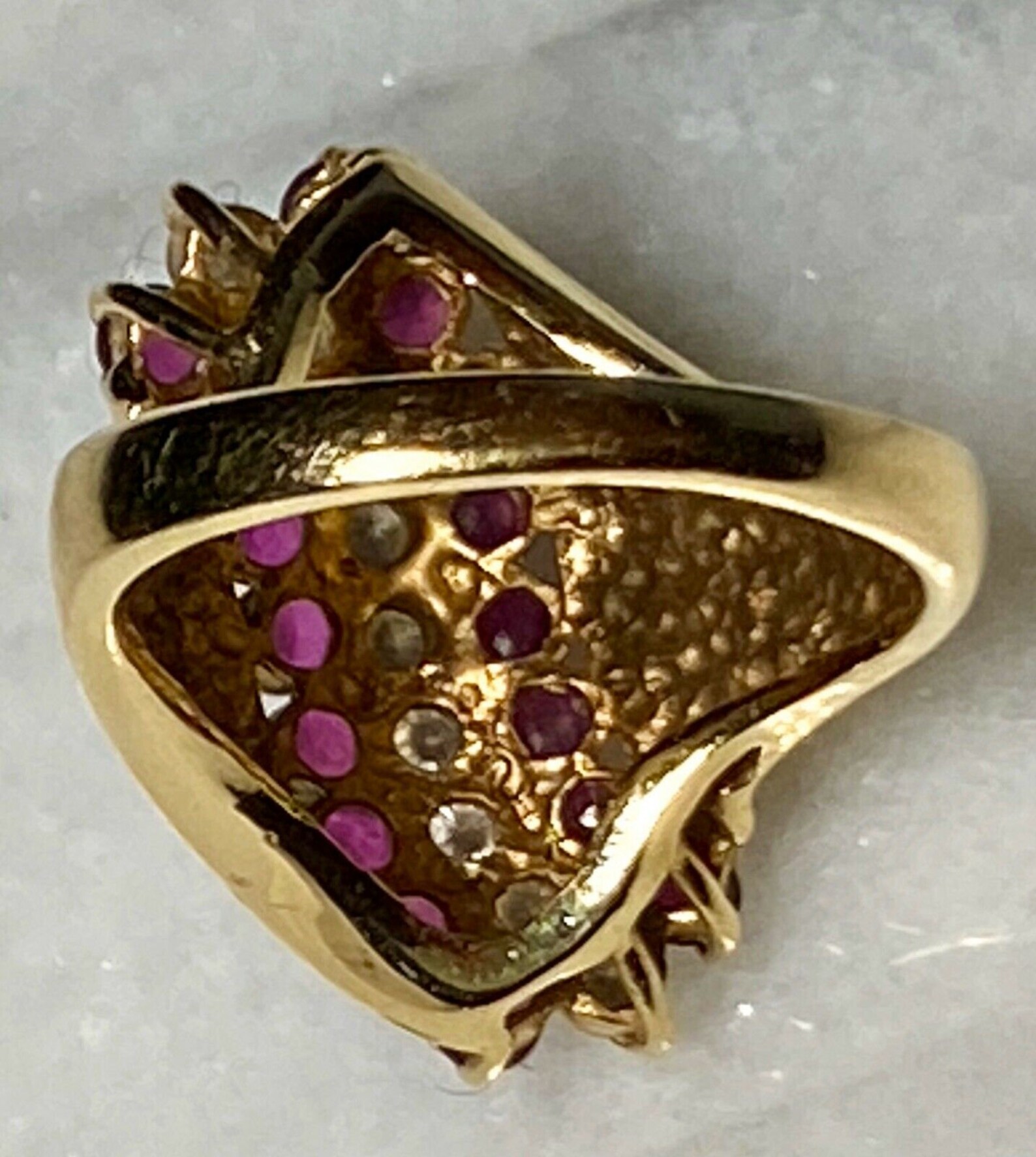 14K Yellow Gold Diamond Ruby Vintage Waterfall Climber Wide - Etsy