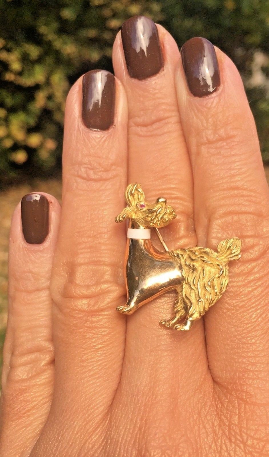 18K Yellow Gold Figural Artful Dog Terrier Puppy Brooch Pin - Etsy