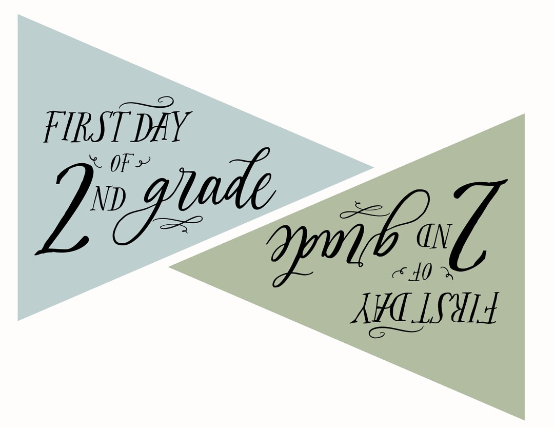 First Day of 2nd Grade Paper Flag, First Day of School Flag, Printable ...