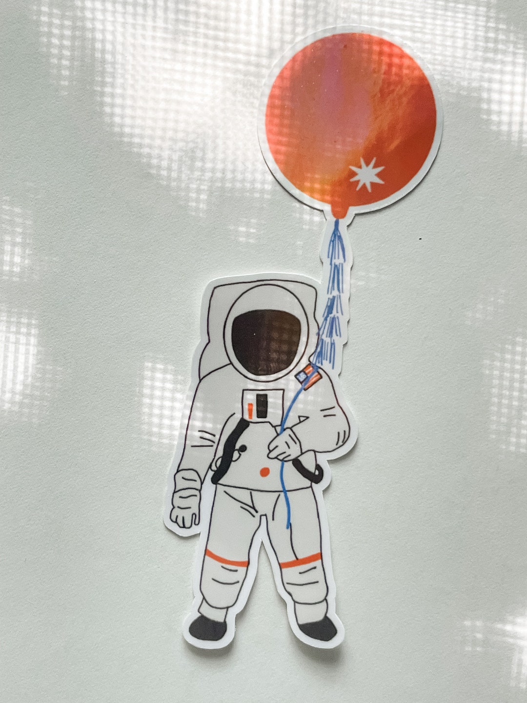 Astronaut With Balloon Sticker, Cute Space Travel Sticker, Holographic ...