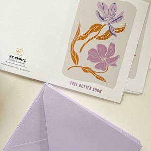 Get Well Card, Purple Flower Feel Better Card, Flower Greeting Card ...