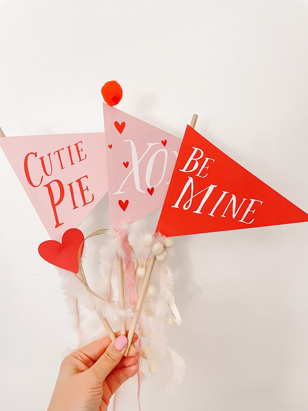 Valentine's Pennant Flag, Printable Valentine's Flag, Love Basket Flag ...