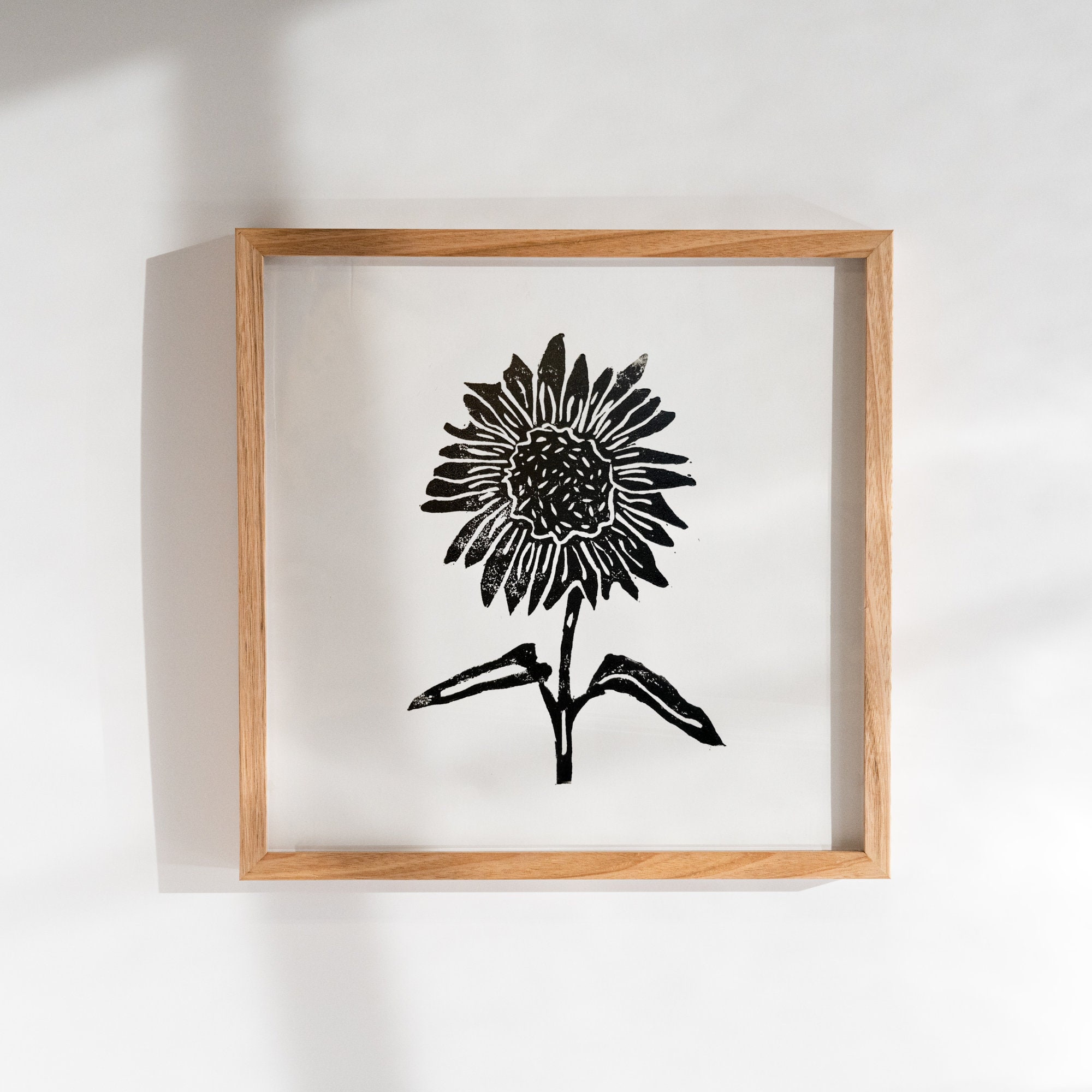 Sunflower Art Print, Block Printed Flower, Linocut Sunflower Print ...