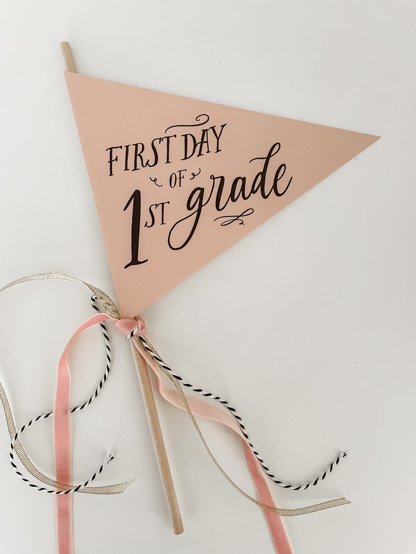 First Day of Preschool Paper Flag, First Day of School Flag, Printable ...