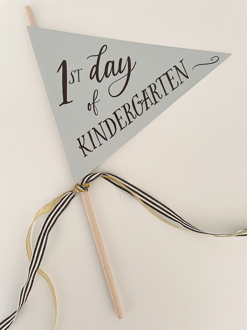 First Day of Preschool Paper Flag, First Day of School Flag, Printable ...