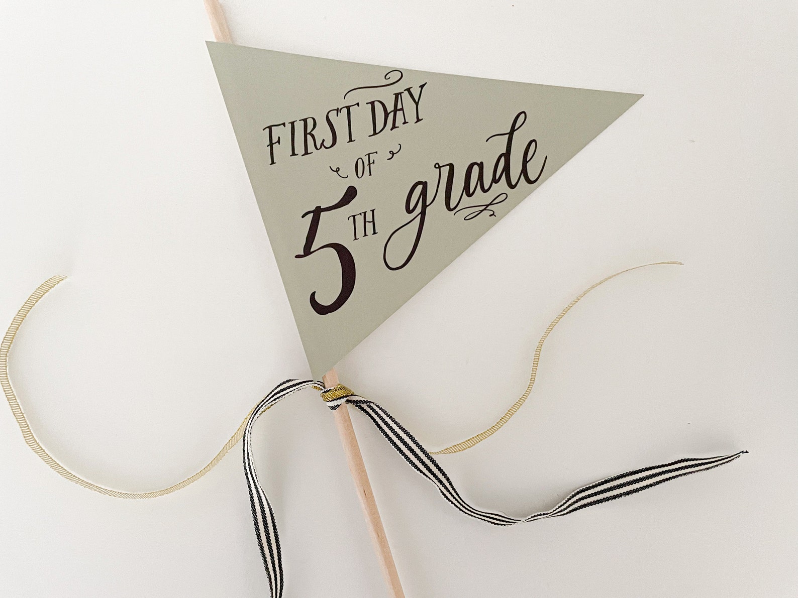 First Day of Preschool Paper Flag, First Day of School Flag, Printable ...