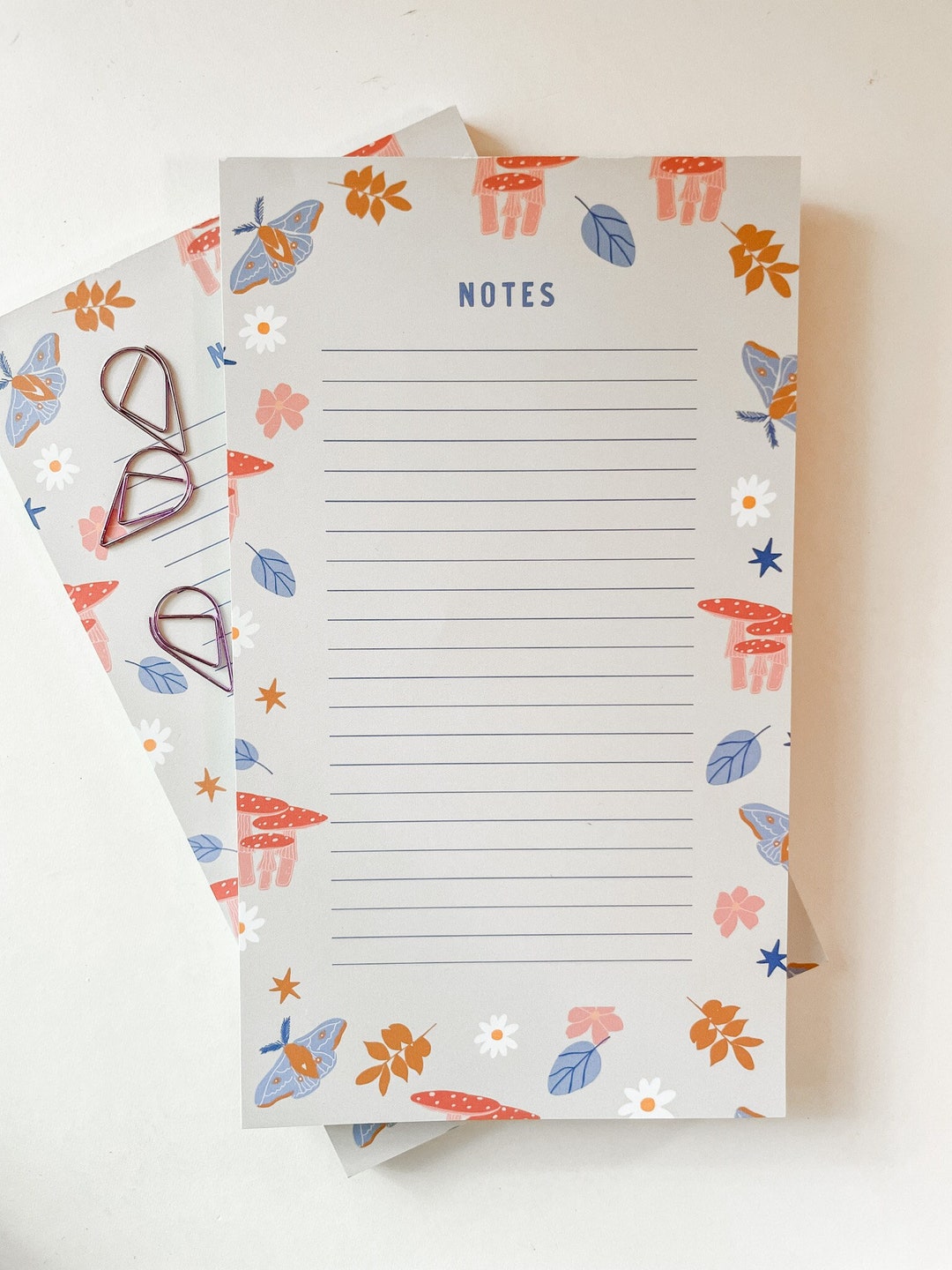 Mushroom Notepad, Floral Notepad Notepad, Large Sheets Notepad, Lined ...
