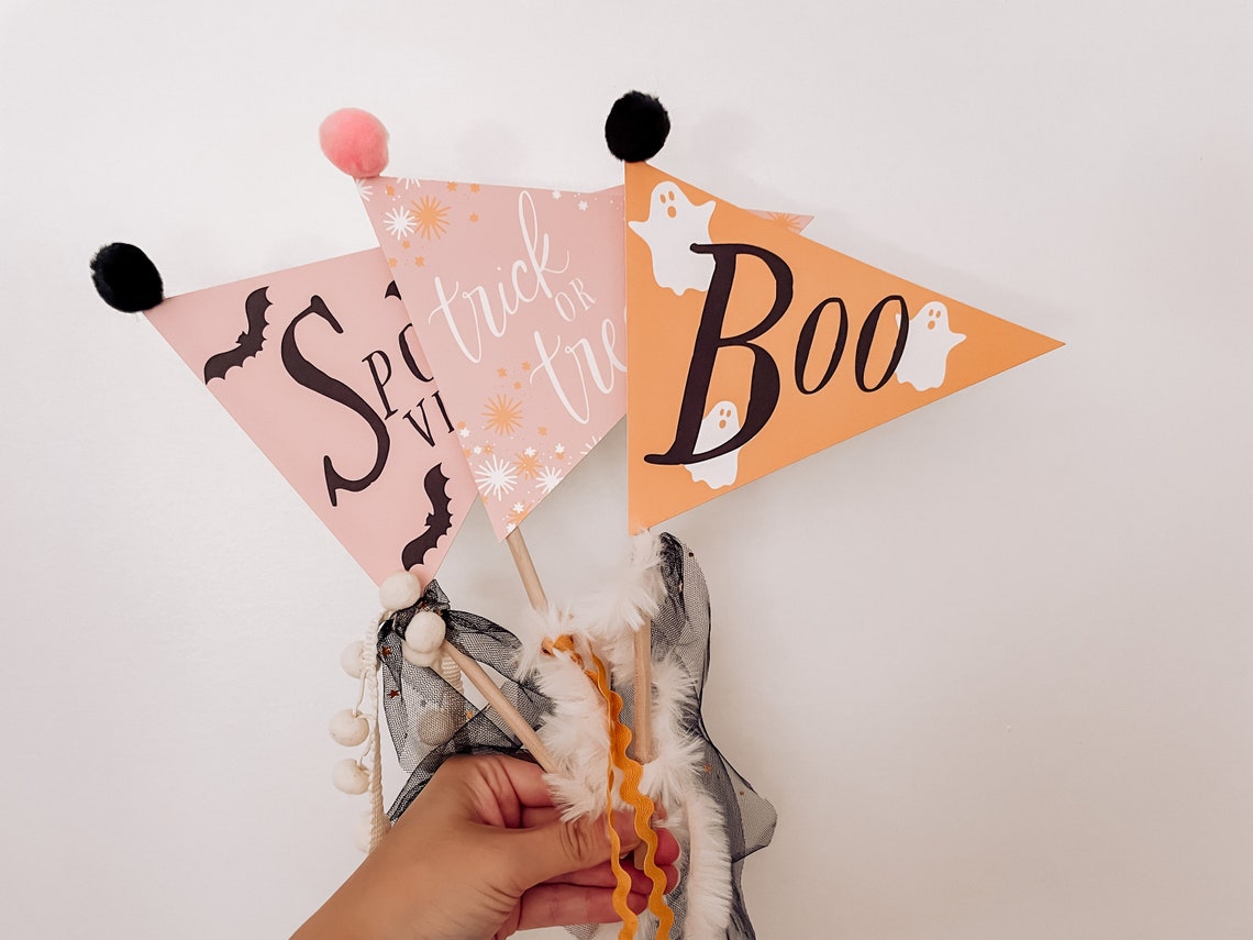 Halloween Pennant Flag Printable Boo Baskets Trick or Treat - Etsy