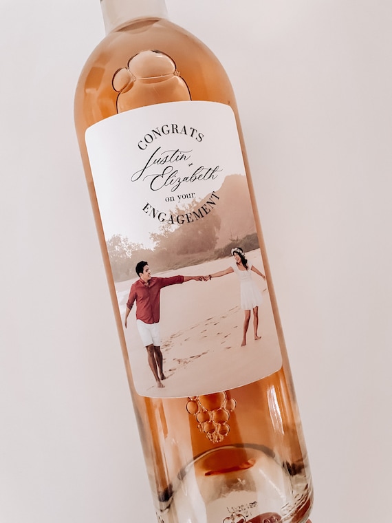 Photo Engagement Wine Label Personalized Bottle Label Custom - Etsy