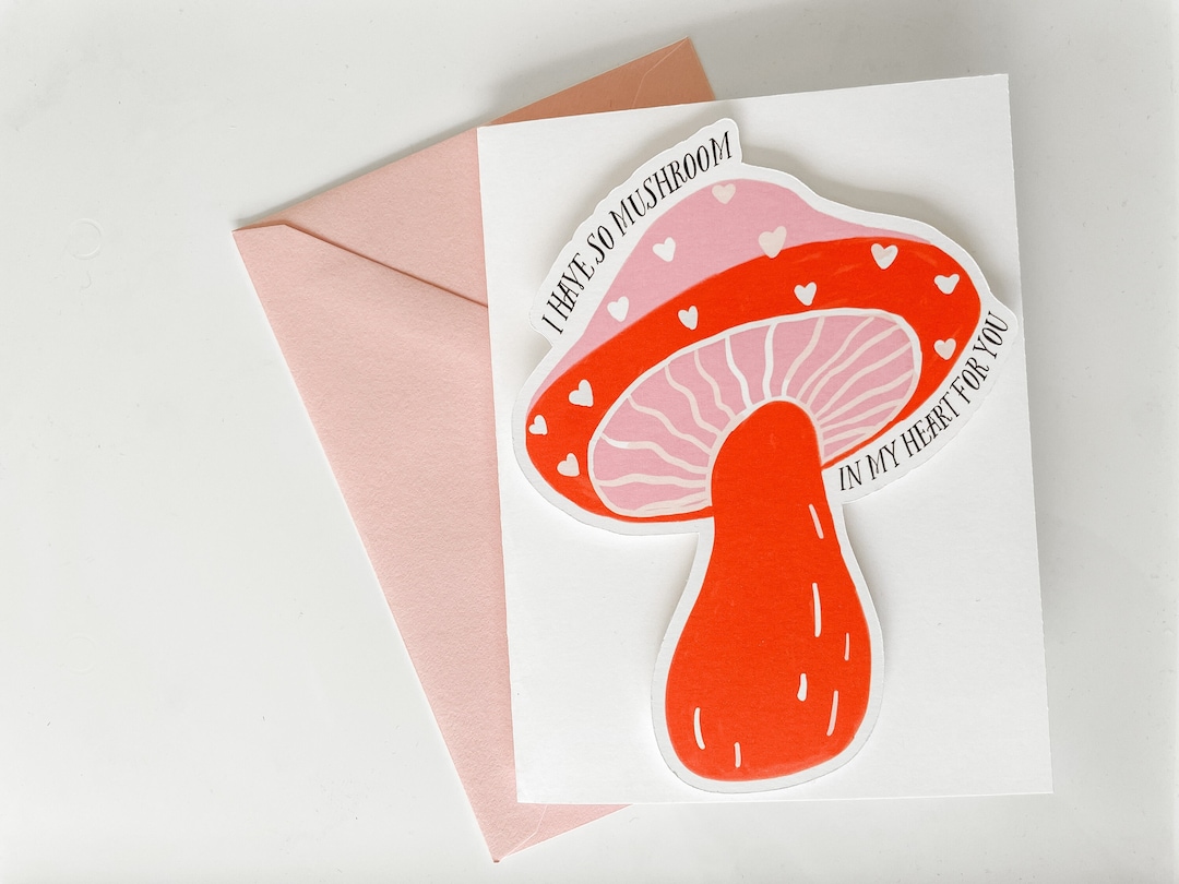 Mushroom Valentines Day Card, Cute Mushroom Card, Mushroom Greeting ...