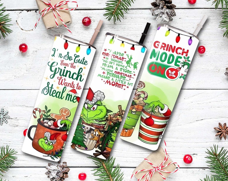 Grinch Tumbler Wrap PNG, 20oz Tumbler PNG Sublimation Design, Digital ...