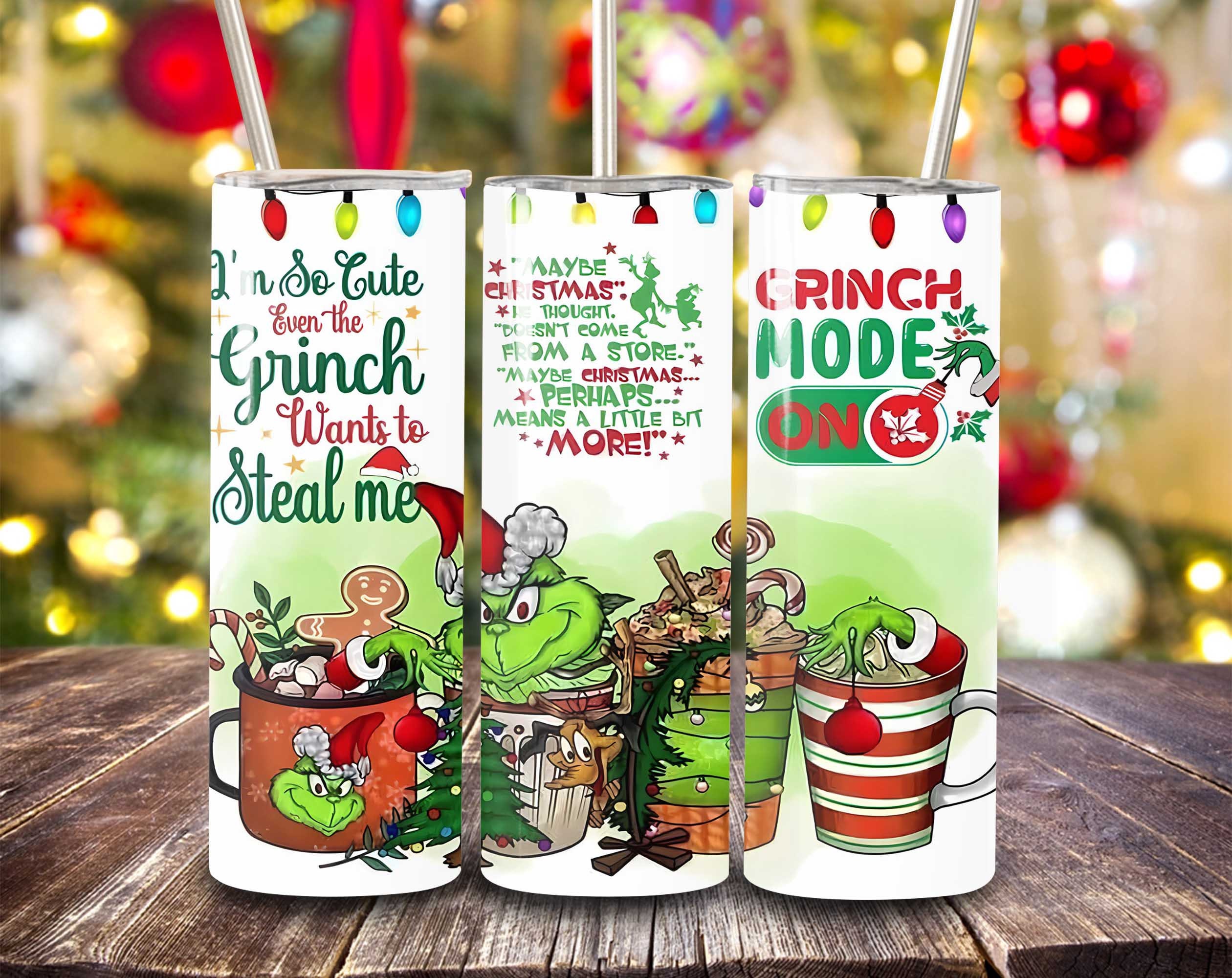 Grinch Tumbler Wrap PNG, 20oz Tumbler PNG Sublimation Design, Digital ...