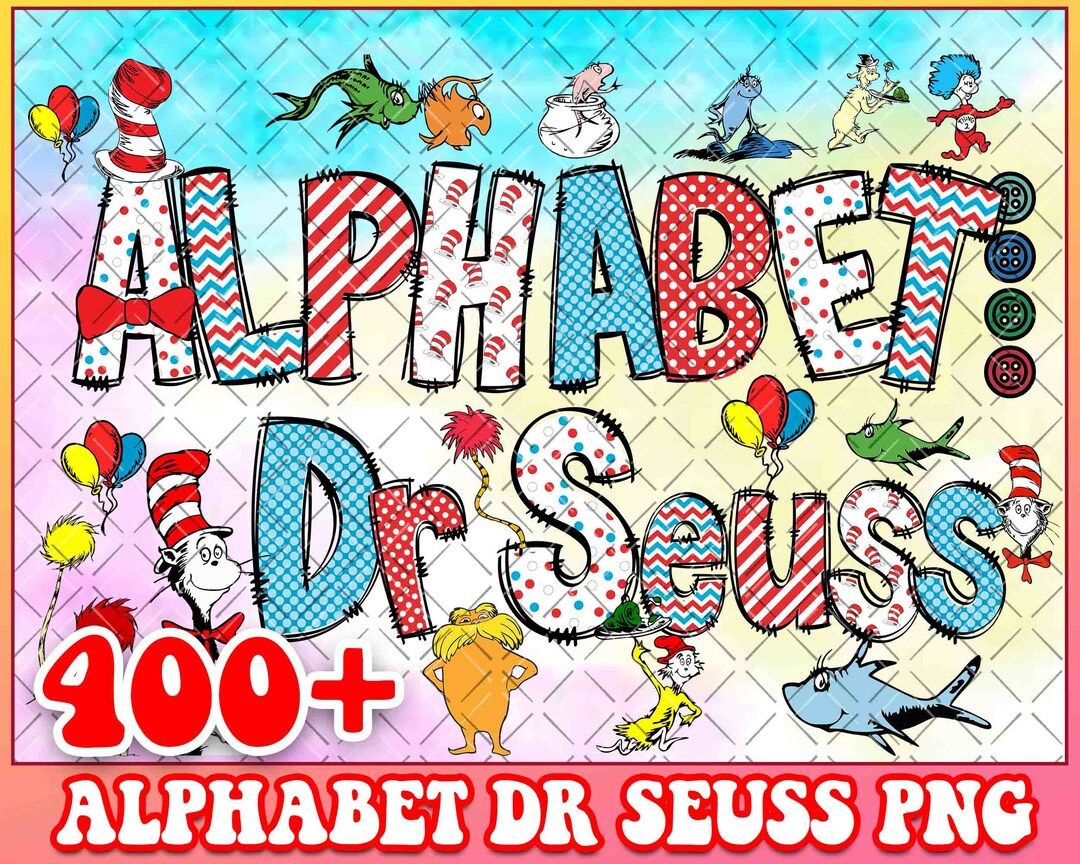 400 Alphabet Dr Seuss Png Files for Sublimation, Dr.seuss Day Png, Read ...