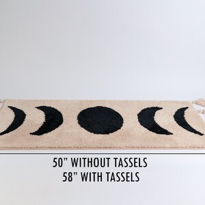 Boho Bathroom Rug Runner Moon Phases Bath Mat With Tassels Half Moon ...