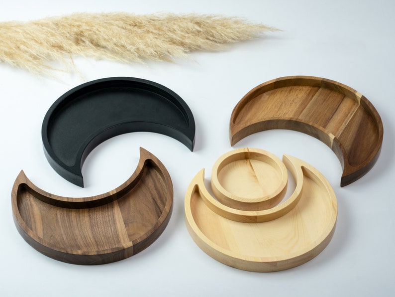 Moon Tray Crystal Holder and Display Walnuttray for Stones - Etsy