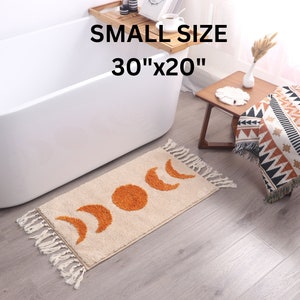 Boho Bathroom Rug Runner Moon Phases Bath Mat With Tassels Half Moon ...