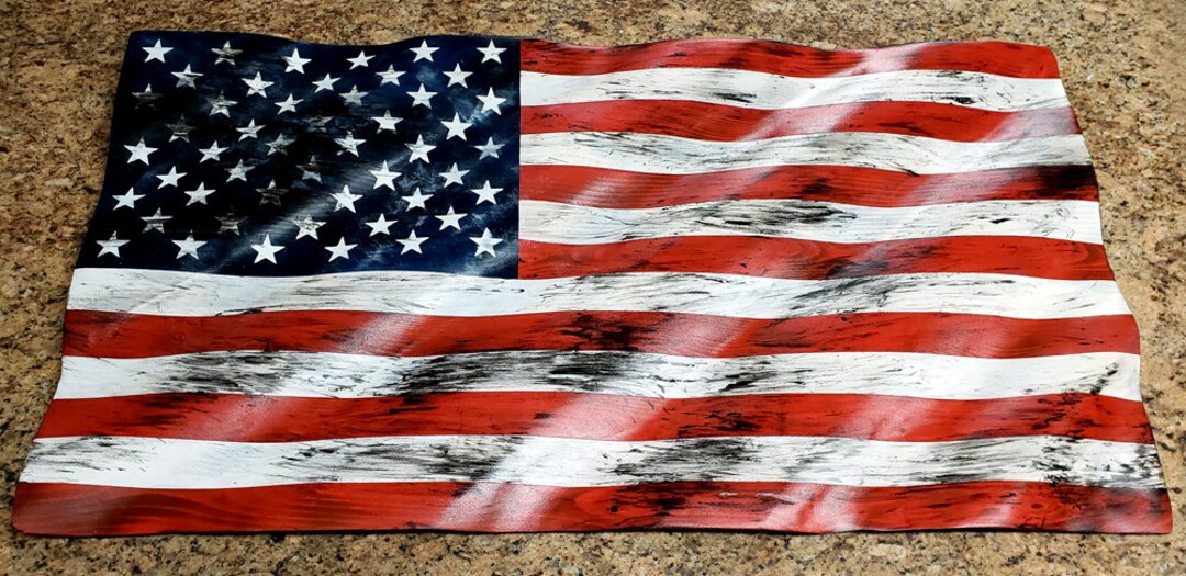 Wavy Floating Distressed USA Wooden Flag Appears to Be Floating Free ...